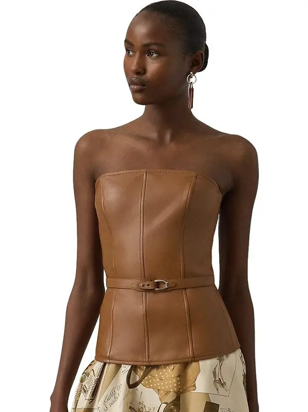 Ralph Lauren Chelsey Lambskin Bustier - Light Toffee
