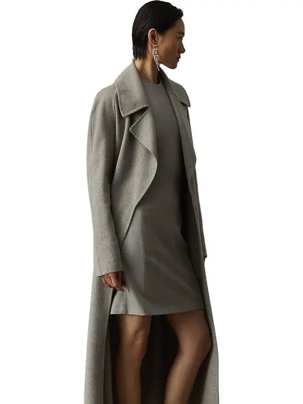 Ralph Lauren Kacey Mélange Cashmere Wrap Coat - Pearl Grey Melange