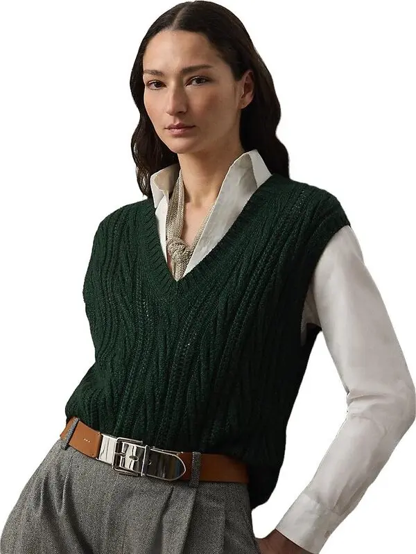 Ralph Lauren Cable-knit Silk-cashmere Sweater Vest - Dark Racing Green