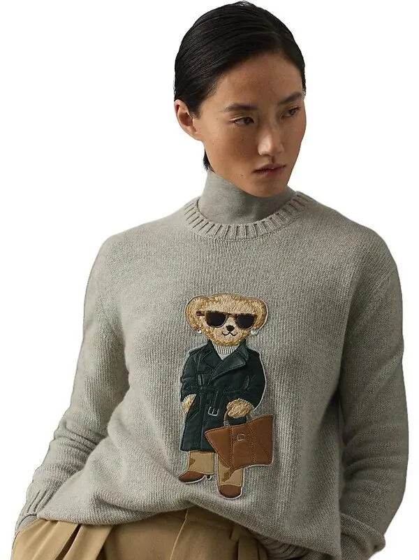 Ralph Lauren Polo Bear Cashmere Sweater - Pearl Grey Melange