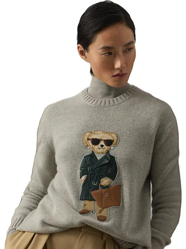 Ralph Lauren Polo Bear Cashmere Sweater - Pearl Grey Melange