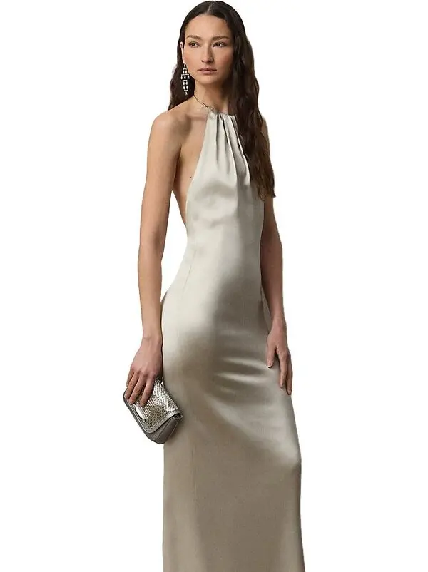 Ralph Lauren Corra Stretch Satin Evening Gown - Mist