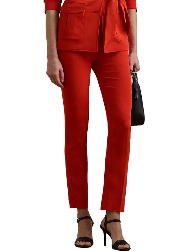 Ralph Lauren Stretch Cady Cropped Pant - Bright Vermilion