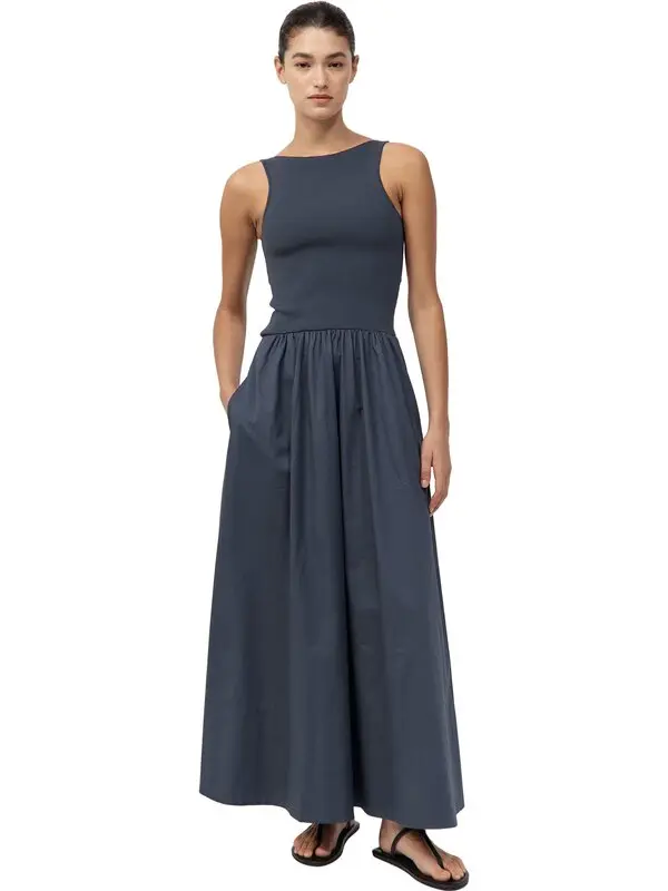 ST AGNI Bateau Cut-out Maxi Dress - Graphite