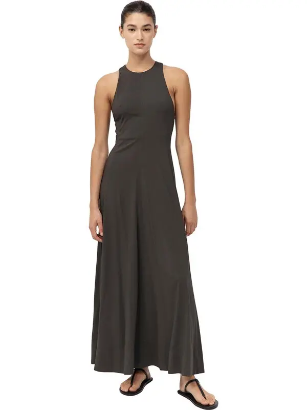 ST AGNI Cut Away Maxi Dress - Black Olive