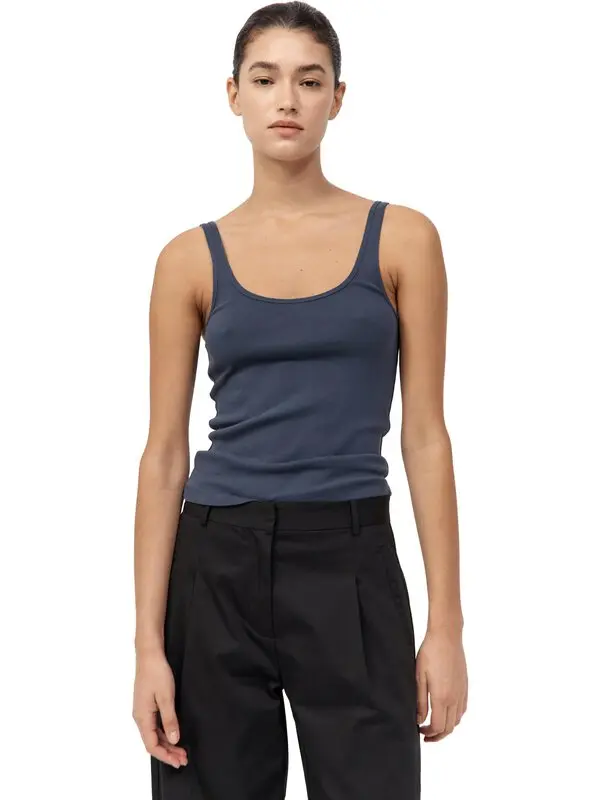 ST AGNI Organic Cotton Slim Scoop Tank - Storm