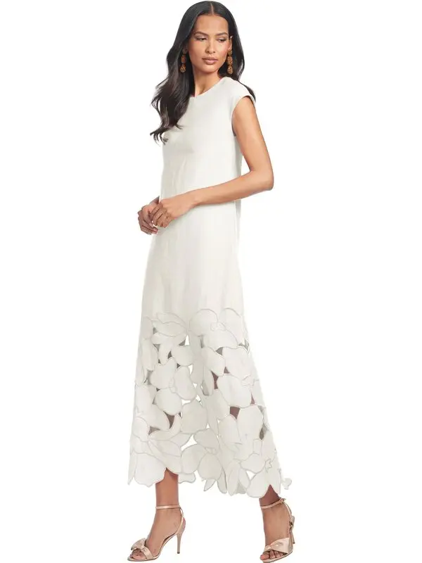Sachin & Babi Sabette Laser-cut Floral Embroidered Dress - Alabaster