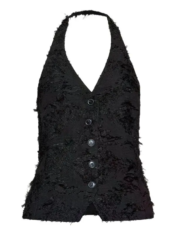 SAMSOE SAMSOE Salazio Feathered Halterneck Top - Black