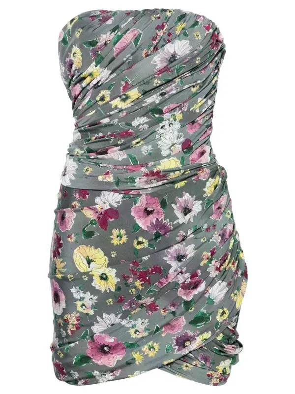 Attico Floral-print Mini Dress - Grey