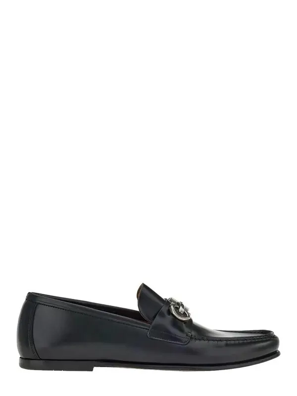 FERRAGAMO Gancini Buckle Leather Loafers - Black