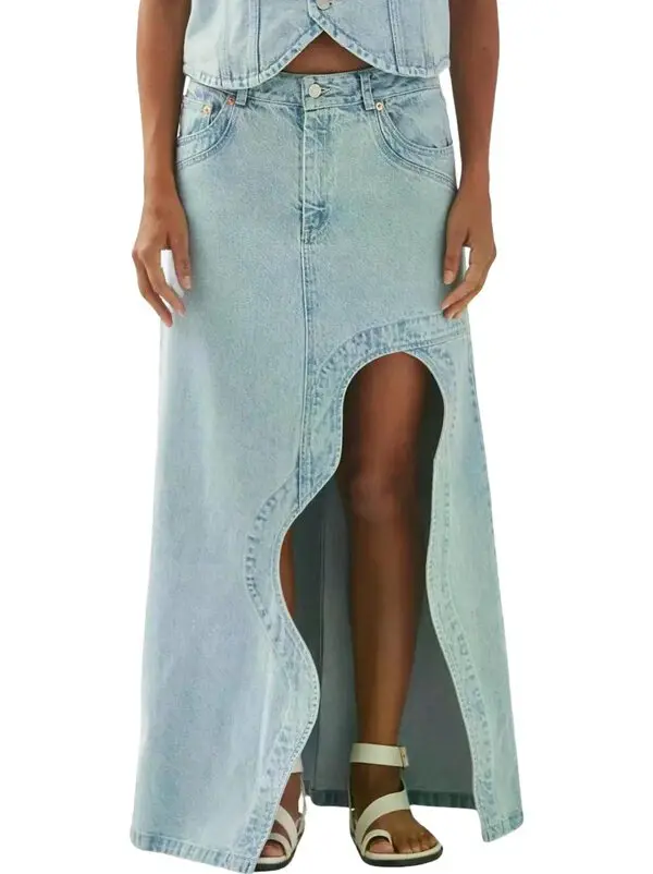 ALOHAS Carmina Asymmetric Denim Maxi Skirt - Blue