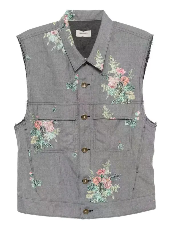 BED J.W. FORD Floral-pattern Sleeveless Vest - Grey