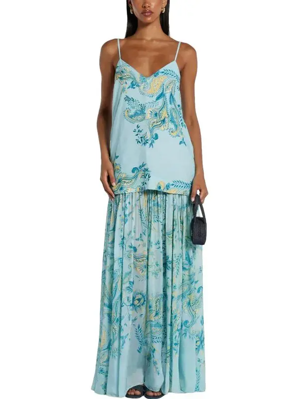 Hemant & Nandita Floral-print Maxi Dress - Blyemx Blue-yellow Mix