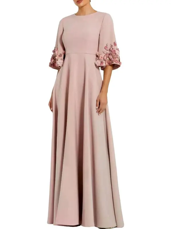 Mac Duggal Floral-embellished Maxi Dress - Pink