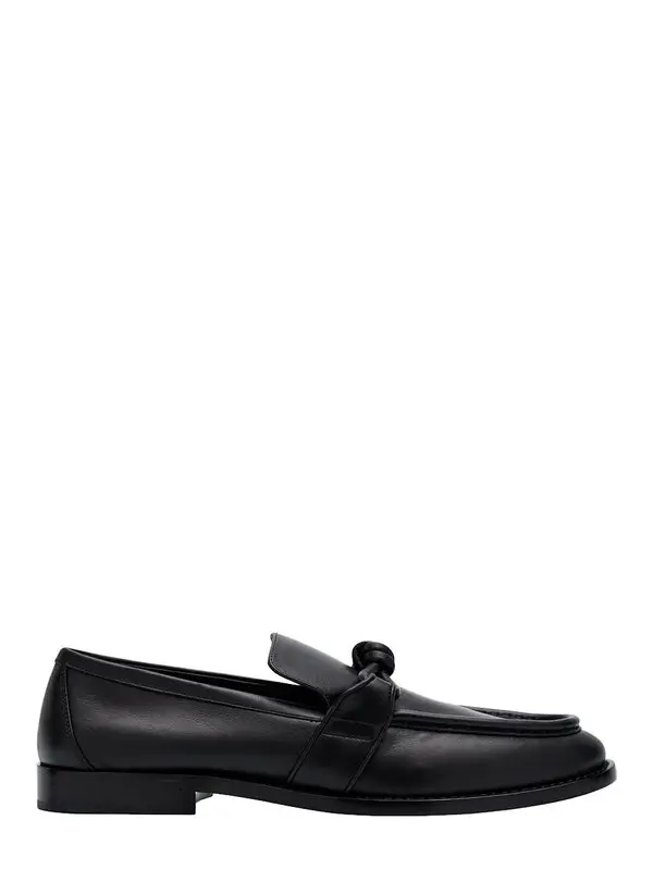 Bottega Veneta Astaire Metal Knot Leather Loafers - Black