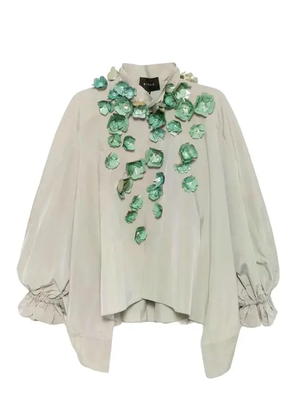 Biyan Embellished Taffeta Jacket - Grey