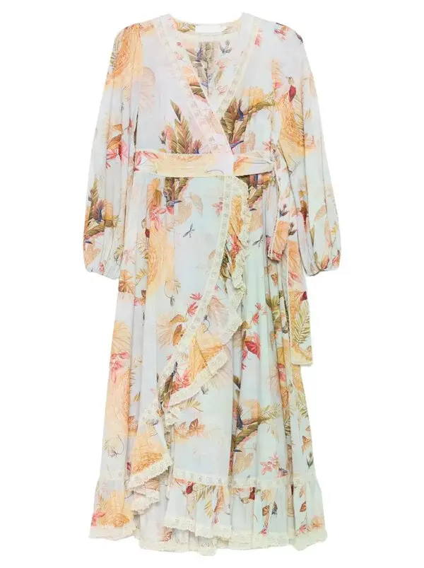 Zimmermann Ascension Frill Midi Dress - Blue
