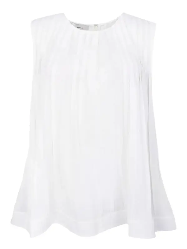 Vince A-line Pleated Top - White
