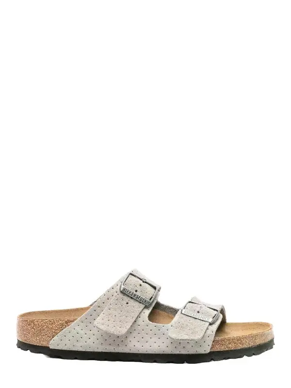 BIRKENSTOCK Arizona Perforated Suede Slides - Grey