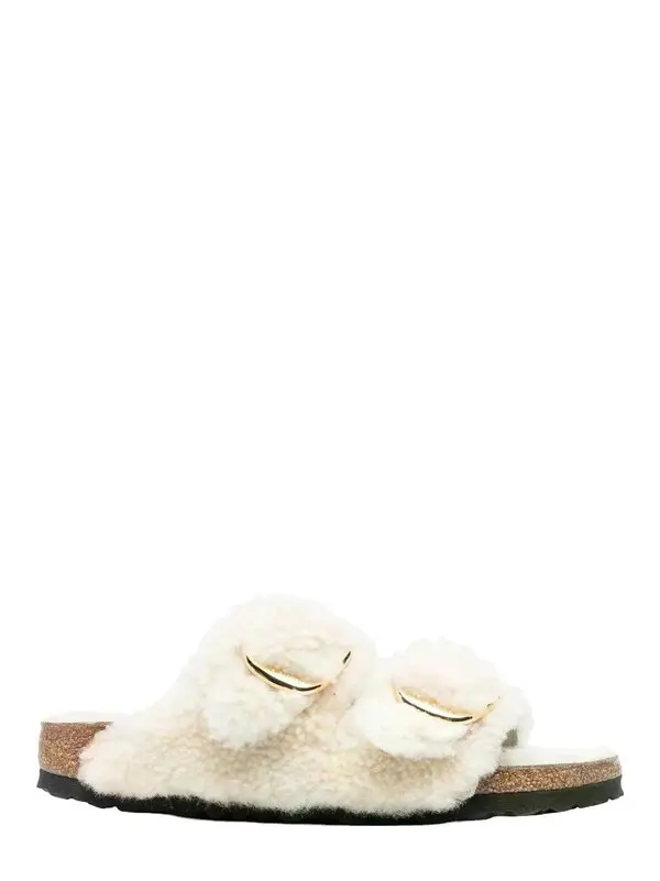 BIRKENSTOCK Arizona Big Buckle Shearling Sandals - Neutrals