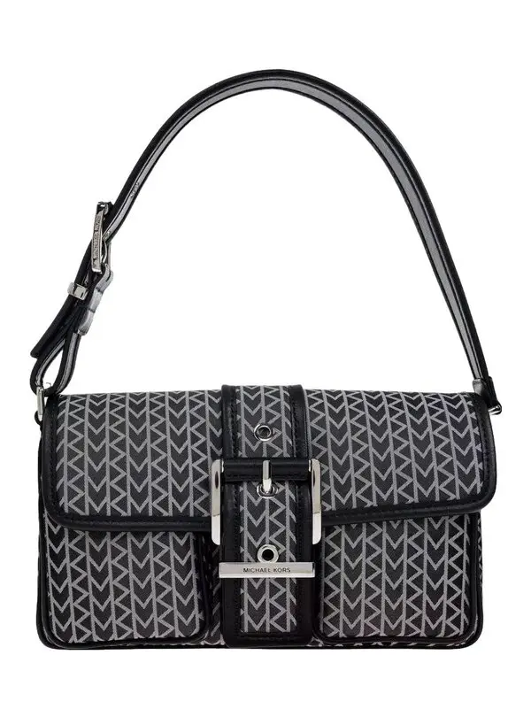 Michael Kors Monogram Print Shoulder Bag - Black