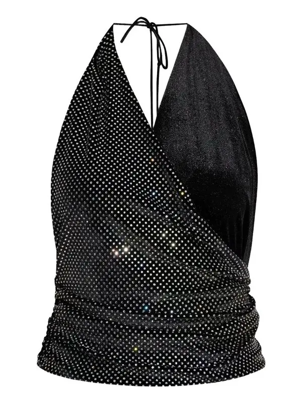 Balmain Crystal-embellished Halterneck Top - Black