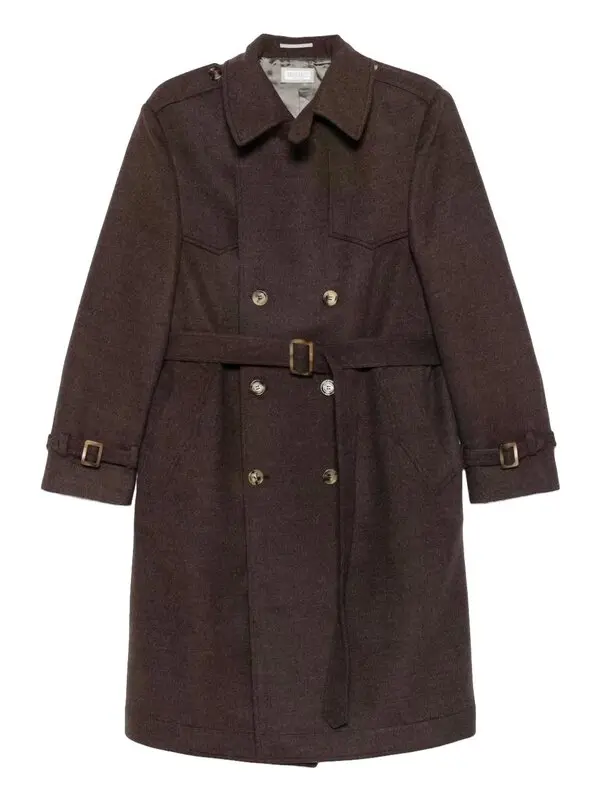 Brunello Cucinelli Belted Overcoat - Brown