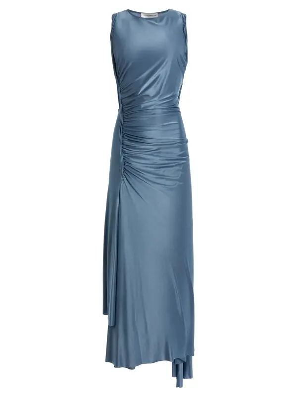 Victoria Beckham Ruched Satin Midi Dress - Blue