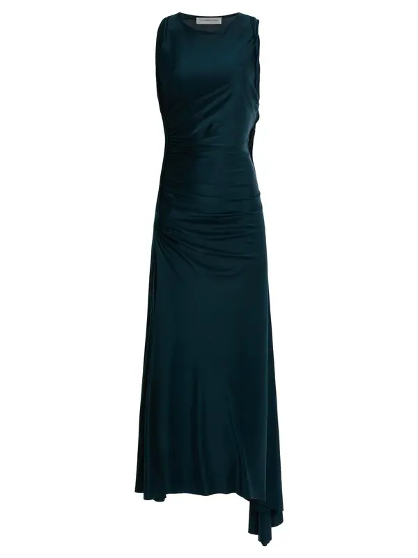 Victoria Beckham Ruched Satin Midi Dress - Green