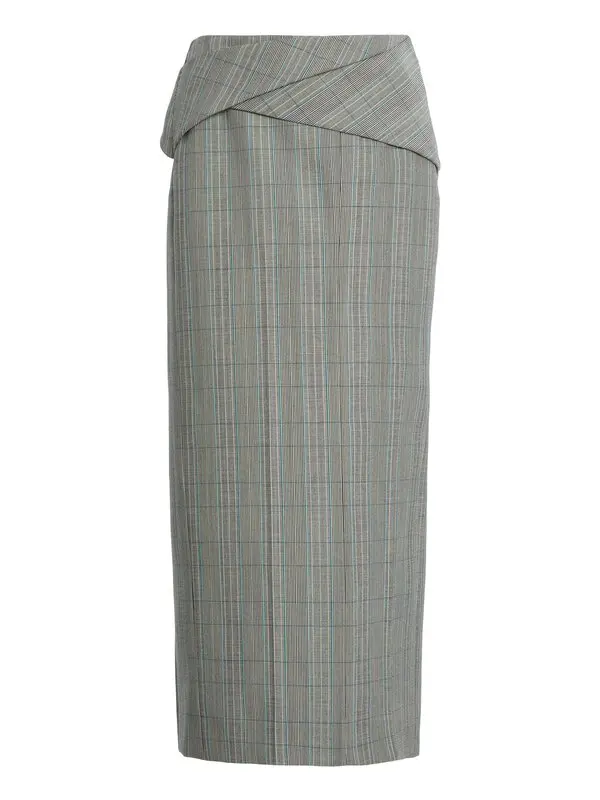 Victoria Beckham Checked Wool Midi Wrap Skirt - Multi