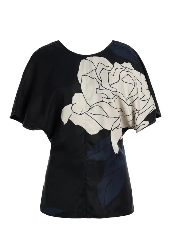 Victoria Beckham Rose-print Satin Blouse - Multi