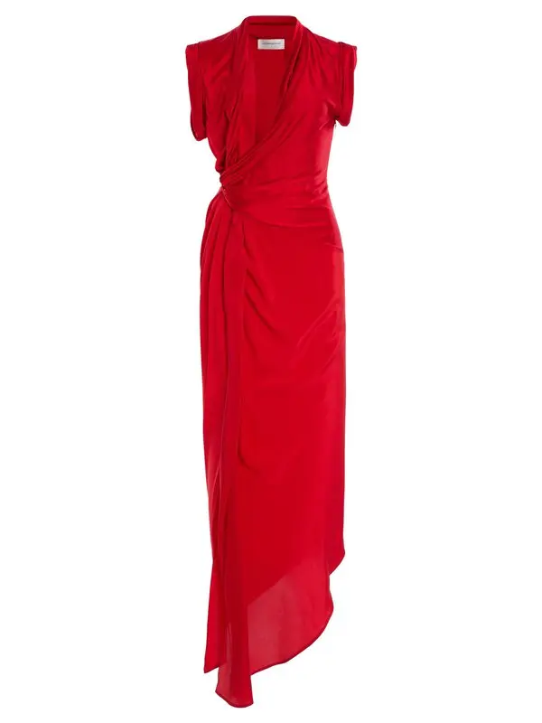 Victoria Beckham Asymmetric Twist-detailed Maxi Dress - Red