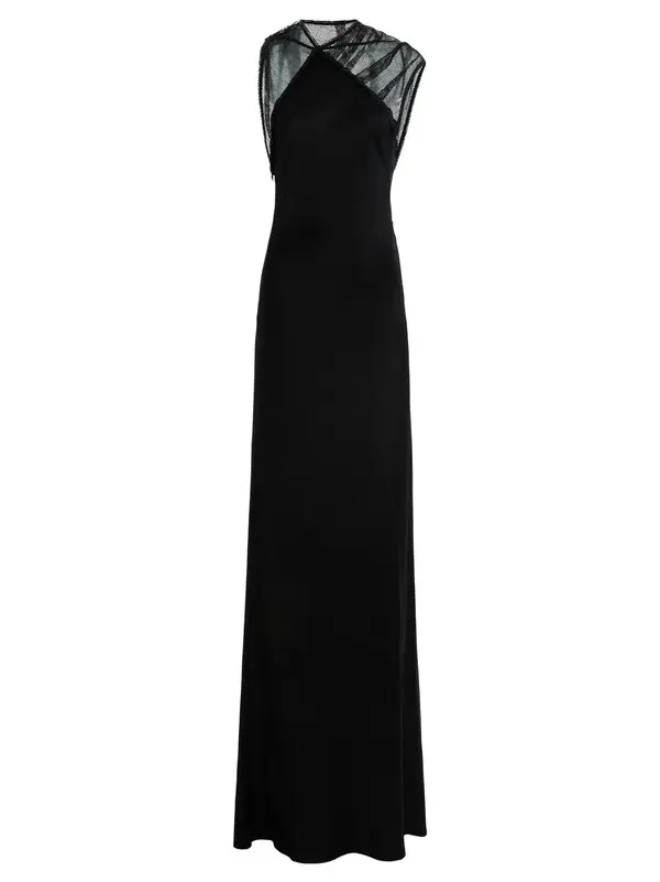 Victoria Beckham Mesh-detailed Crepe Gown - Black