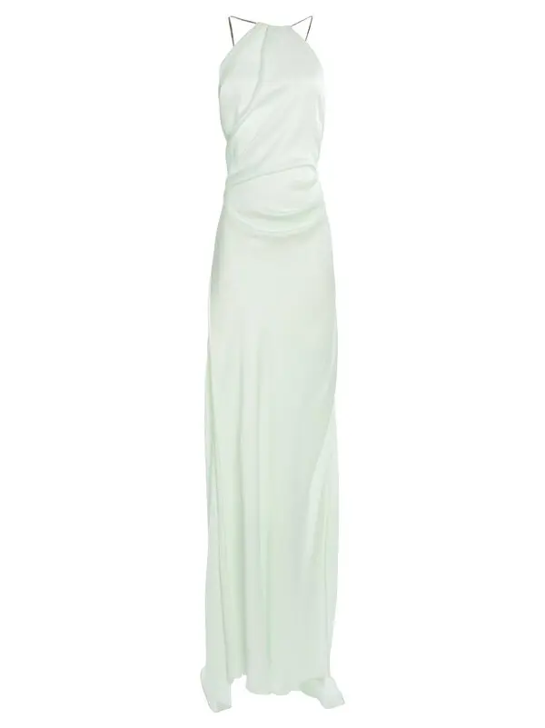 Victoria Beckham Chain-detailed Satin Gown - Green