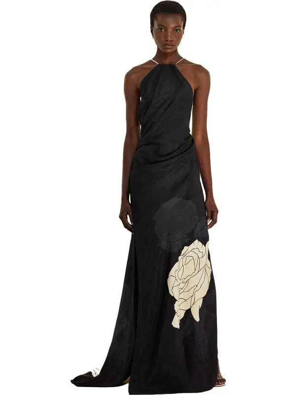 Victoria Beckham Chain-detailed Satin Gown - Multi