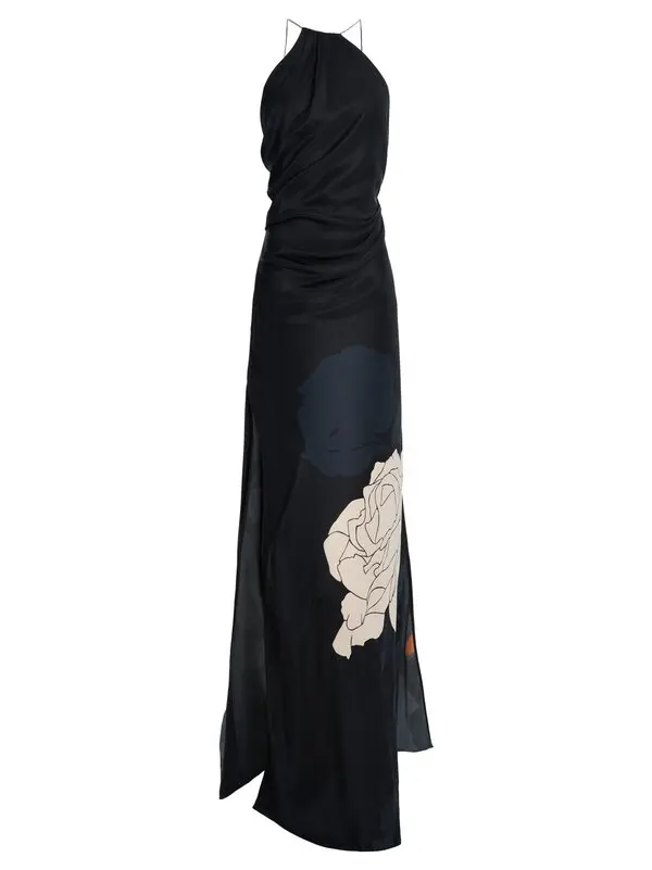 Victoria Beckham Chain-detailed Satin Gown - Multi