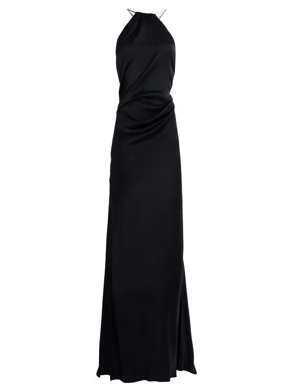 Victoria Beckham Chain-detailed Satin Gown - Navy