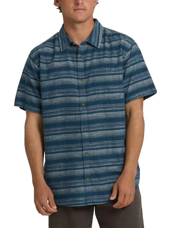 BILLABONG All Day Stripe Short Sleeve Button-up Shirt - Dark Denim