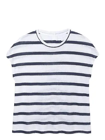 THE WHITE COMPANY Stripe-print Linen-jersey Top - Ink