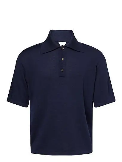 Bottega Veneta Relaxed-fit Knitted Wool Polo Shirt - Midnight Blue