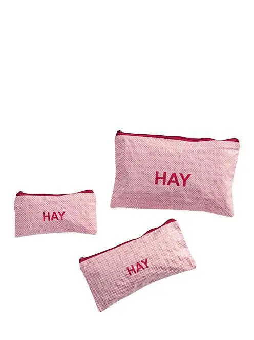 HAY Candy Mono Plastic Wash Bag Set Of Three - Light Pink