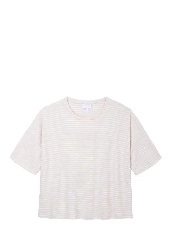 THE WHITE COMPANY Stripe-print Boxy Cotton T-shirt - Flax