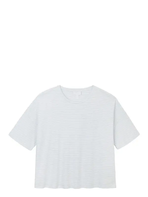 THE WHITE COMPANY Stripe-print Boxy Cotton T-shirt - Ice Blue