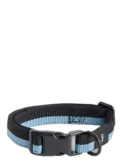 HAY Stripe Flat Woven Dog Collar - Blue And Black