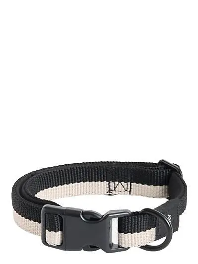 HAY Stripe Flat Woven Dog Collar - Black And White