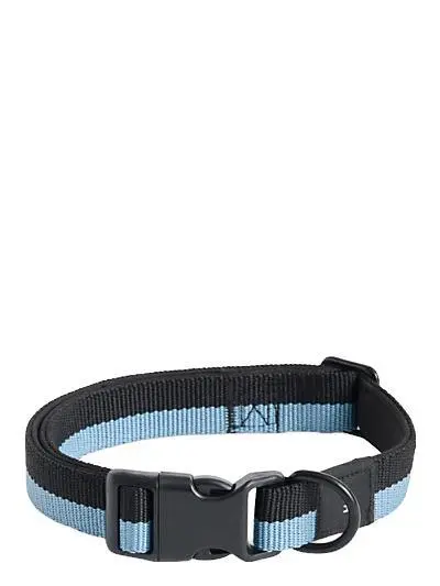 HAY Stripe Flat Woven Dog Collar - Blue And Black