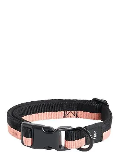 HAY Stripe Flat Woven Dog Collar - Pink And Black