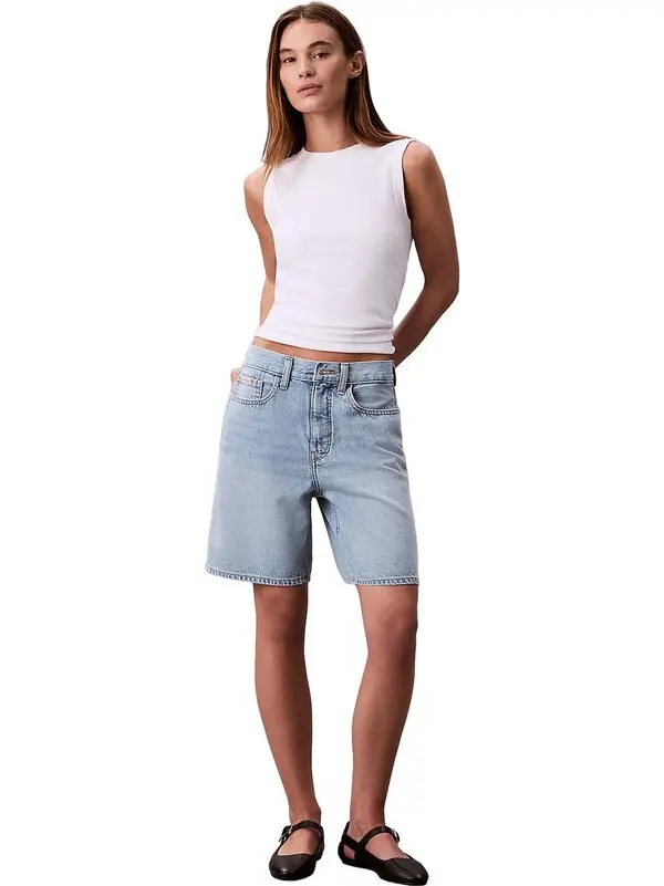 Calvin Klein Relaxed Bermuda Denim Shorts - Light Peri