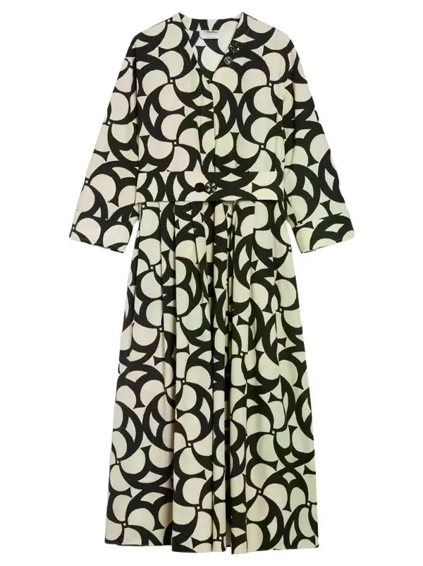 Max Mara Geometric-print Midi Dress - Black