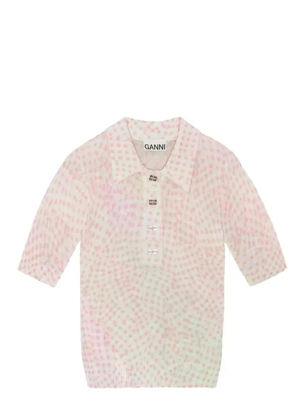 GANNI Patterned-jacquard Top - Pink